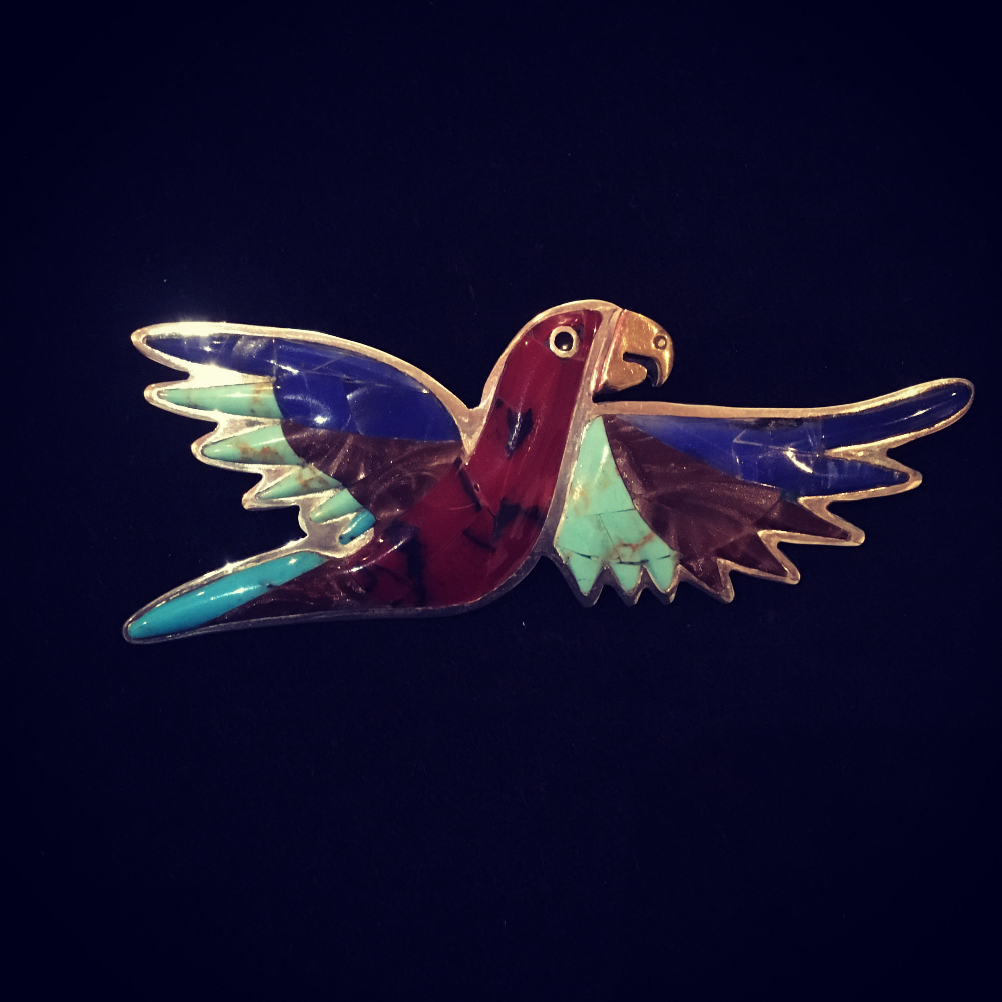 Handmade Silver Parrot Brooch/Pendant - Gorgeous Gems